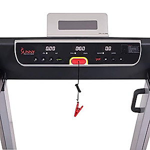 Sunny Health & Fitness Electric Slim Folding Running Treadmill with Wide Belt, Tablet Holder, Speakers, 250 lb Max Weight, No Assembly - Strider, SF-T7718, Gray