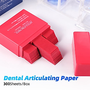 Dental Articulating Paper 300 PCS, Plastic Dispenser Blue 100 Micron Bite Articulating Paper & Film Doubled Side - 55 x 18 x 0.1mm - 12 Months Warranty