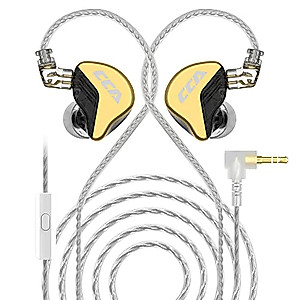 CCA CRA+ in Ear Monitor Earphone, Patented Ultra-Thin Diaphragm Dynamic Driver IEM, Clear Sound & Deep Bass, Wired Earbuds with Tangle-Free Removable Cord