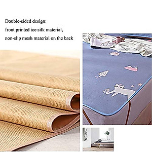 LPZF Foldable Cooling Summer Sleeping Mat, Cool Washable Mattress Topper Not-Slip Design Cartoon Printed Tatami Mat 2 Pieces-k 90x190cm(35x75inch)