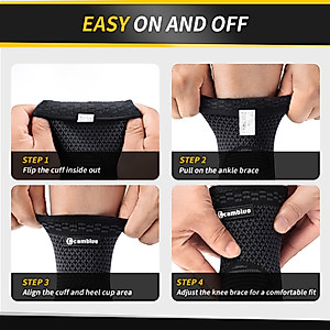 CAMBIVO Ankle Brace for Women & Men(Pair), Compression Ankle Support for Sprain & Strain, Achilles Tendonitis, Plantar Fasciitis & Recovery, Ankle Sleeve for Basketball, Football, Daily Use(Medium)