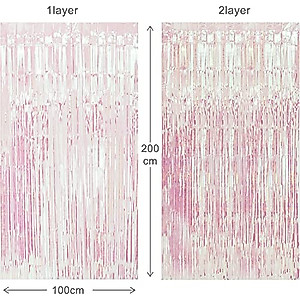 BRAVESHINE Party Decorations Iridescent Foil Fringe Backdrops - 2 Pack 3.2 x 6.5 ft Metallic Tinsel Photo Booth Pros Streamer Curtains for Birthday Wedding Graduation Christmas Holiday - Clear