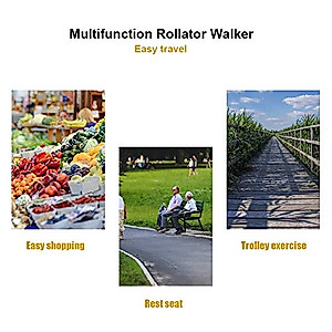 Walker with Seat and Wheels Rollators 4 Wheel with Seat Folding Lightweight Walking Aids Mobility Walkers with Padded Seat,Lockable Brakes and Carry Bag,Adjustable Height Gift for Mom Dad
