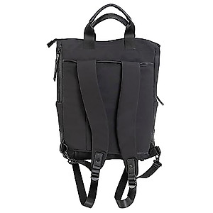 Joan & David Casual Sport Nylon 18" Convertible Workbook Backpack, Shopper Tote, Luggage Strap, Bottle Holder and Adjustable Back Straps with TSA Approved Bottles for Daily Use Travel Work Bag (Black)