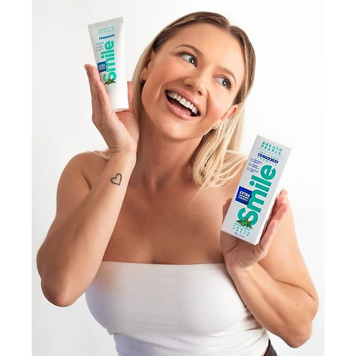 Smile Fresh Breath Natural Fluoride Free Spearmint Whitening Toothpaste Vegan Friendly Extra Strength SLS and Paraben Free