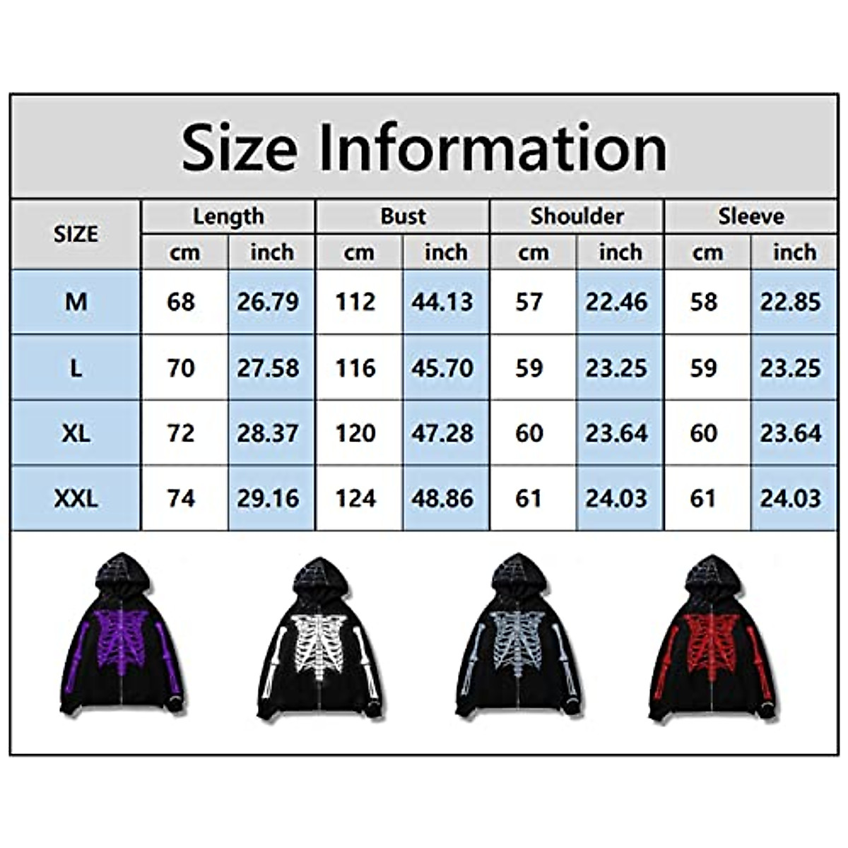 AQQYA Skeleton Zip Up Hooded Sweatshirt for Men Women, Y2K Diamond Glitter Grunge Punk Dark E-Girl Hoodie