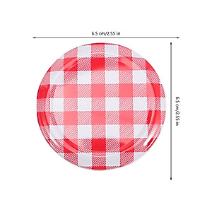 Lurrose 40pcs Mason Jar Lid Checkered Canning Lids for Wide Mouth Jars Regular Canning Lids Four Wide Mouth Food Jar Canning Lids Regular Honey Container Lid Jam Automatic Iron Sealing Cap
