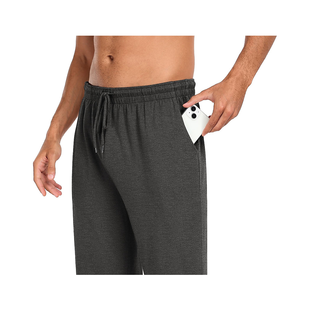 COOFANDY Men's Cotton Sweatpants Casual Loose Fit Drawstring Pants with Pockets Dark Heather Grey