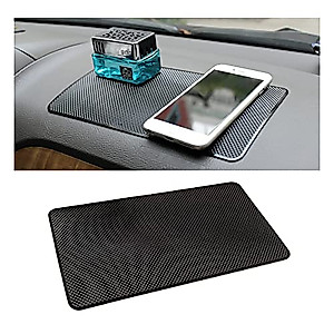 Car Dashboard Anti-Slip Rubber Pad, 10.6"x 5.9" Universal Non-Slip Car Magic Dashboard Sticky Adhesive Mat for Phones Sunglasses Keys Electronic Devices and More Use (Black/Grid)