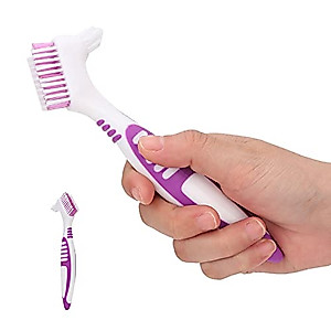 Denture Brush 2pcs Denture Toothbrushes,Cleaning Brush Double Sided Toothbrush with Multi Layered Bristles Rubber Anti Slip Handle for Denture Cleaning Care