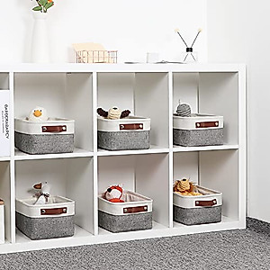 DULLEMELO Collapsible Bundle Baskets 2 Large Baskets 16"x12"x12" + 6 Small Baskets 11.8"x7.9"x5.1"（White&Grey)