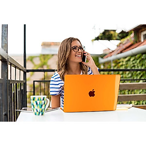 Teryeefi Case Cover for MacBook Air 15 inch [2023 2024 Release], Plastic Hard Shell with Keyboard Cover for MacBook Air 15.3" M2 M3 A2941 A3114 with Touch ID & Liquid Retina Display, Glossy Orange