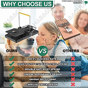 Large Rat Traps, Mouse Traps That Work,Snap Traps for Indoor Outdoor, Quick Effective Sanitary Safe, Snap Trap for Trapping Against Mouse, Chipmunk, Safety and Friendly for Pet (Black Large 6 Pack)