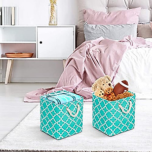 Univivi 6 Pack Storage Cubes,10.5 x 10.5 x 11 Inch Foldable Organizer Baskets with Rope Handles,Nursery Bins for Shelf,Closet（Green