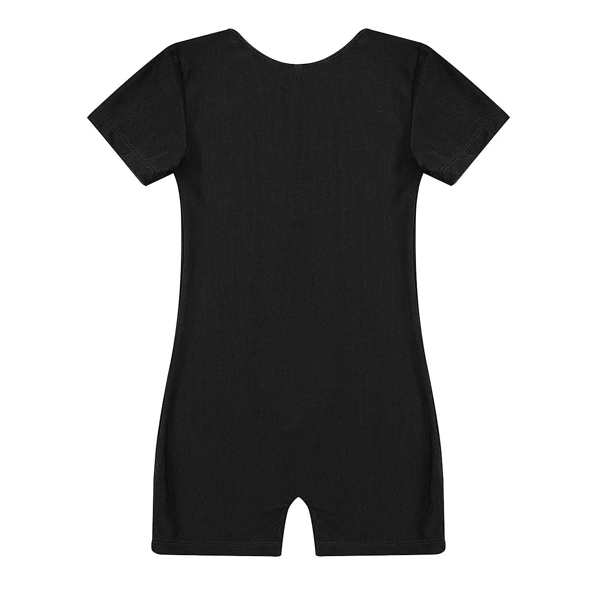 Yeahdor Kids Boys Girls Team Basic Gymnastics Dance Leotard Bodysuit Biketard for Athletic Sports Tumbling Black 8-10