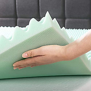 Best Price Mattress 2 Inch Egg Crate Memory Foam Mattress Topper with Calming Aloe Infusion, CertiPUR-US Certified, Twin XL,Green
