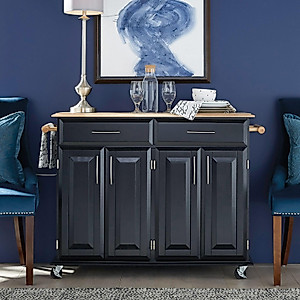 Homestyles Kitchen Cart with Storage Dolly Madison, 48.25 Inches Wide, Black