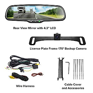 Master Tailgaters 10.5" OEM Rear View Mirror with 4.3" LCD Screen and 170° Backup Camera | Rearview Universal Fit | Auto Adjusting Brightness LCD | Anti Glare | Full Original Mirror Replacement