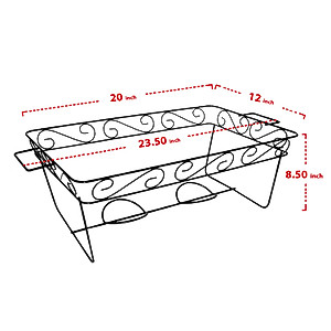 Party Essentials N0317 Elegance Full Size Heavy Duty Chafing Rack, Decorative Wire Buffet Rack Stand, Serving Trays Frame Food Warmer, Black (Case of 3)