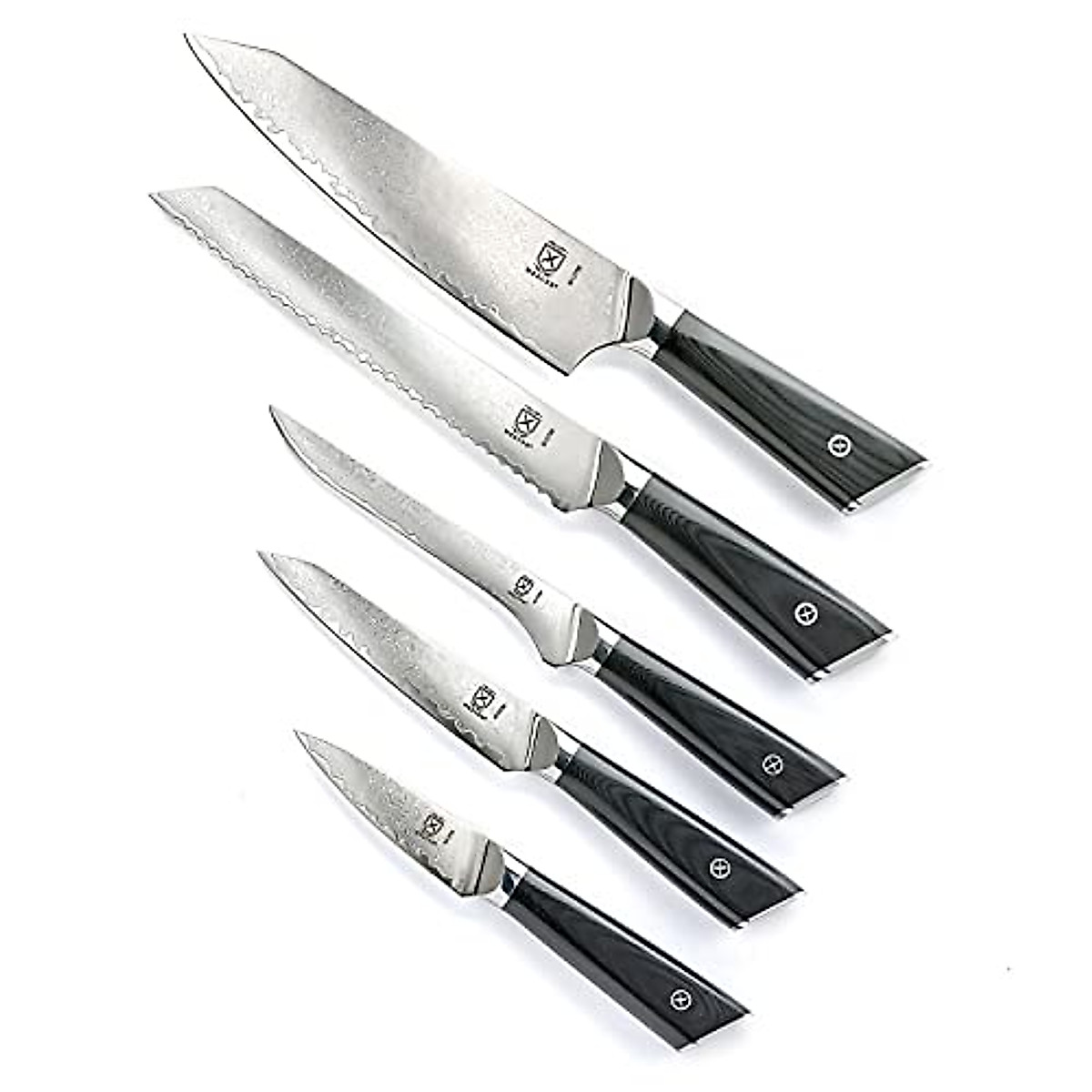 Mercer Culinary Premium Grade Super Steel 6-Piece Knife Set with Magnetic Rubberwood Stand, G10 Handles
