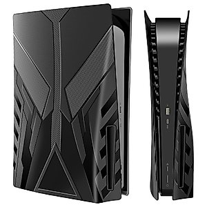 Mooroer PS5 Cover Plates for PS5 Console, PS5 Face Plates with Hard Shell Protective Panels for PS5, Anti-Scratch Waterproof Replacement FacePlate Cover for PlayStation 5 Console Disc Edition, Black