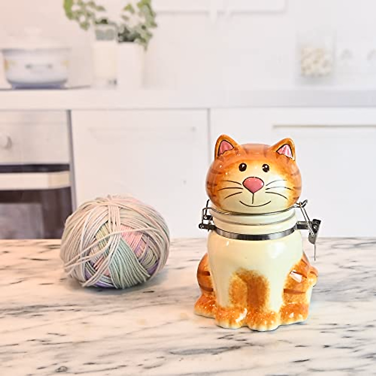 Boston Warehouse Hand Painted HInged Jar, Storage Container, Sitting Pretty Cat