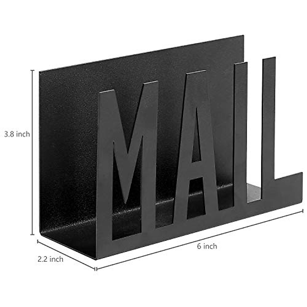 MyGift Modern Black Metal Mail Holder Countertop Organizer with Cutout Mail Lettering Design, Office Desktop Envelope and Document Storage Rack
