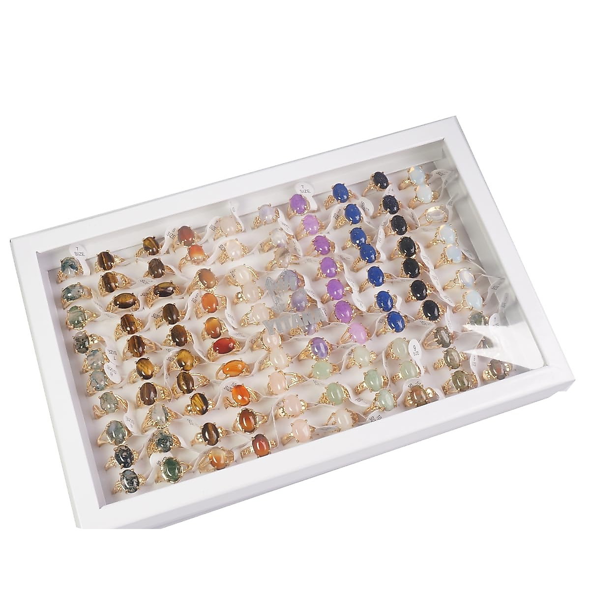 YITANA 100 Pack of Rings Wholesale for Boutique Items for Resale Bulk Crystal Rings Jewelry Clearance Anillos De Piedras Naturales