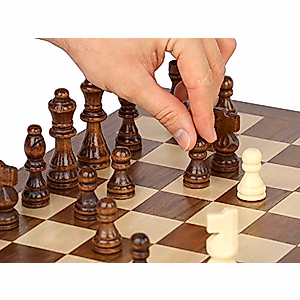 Regal Games 15 Inch Wooden Chess Set - 2 Extra Queens - Folding Board, Portable Chess Board Game Sets with Staunton Game Pieces Storage Slots - Chess Set for Kids and Adults