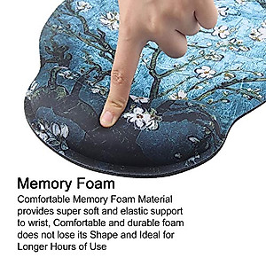 Mouse Pads for Computers Van Gogh Ergonomic Memory Foam Nonslip Wrist Support-Lightweight Rest Mousepad for Office,Gaming,Computer, Laptop & Mac,Pain Relief,at Home Or Work