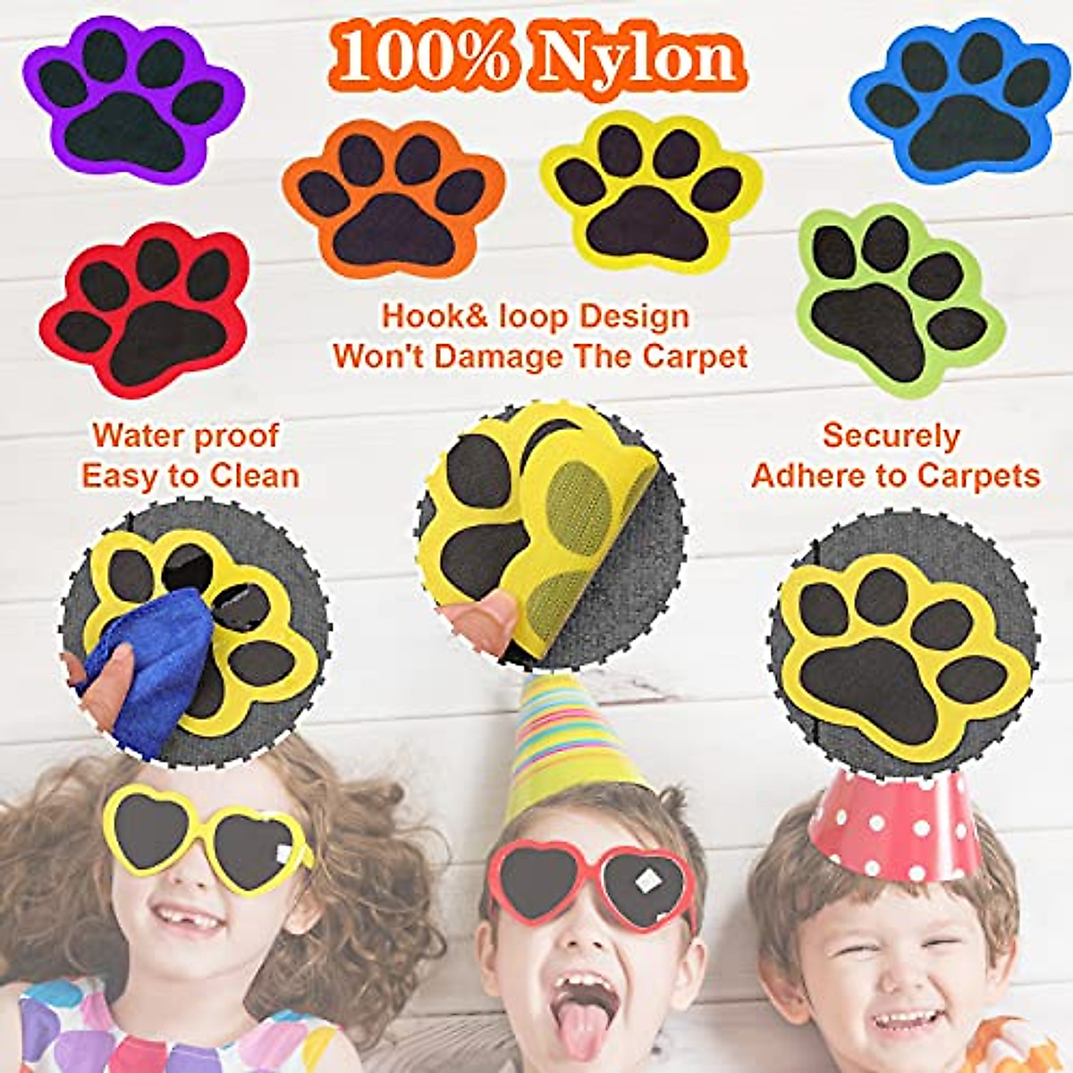 48 Pcs Carpet Markers Floor Dots, Paw Prints Carpet Dots for Teacher Supplies Elementary School Kindergarten Daycare Classroom Decoration