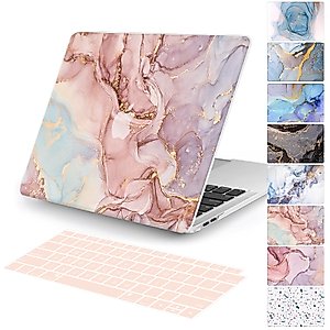 Watbro Compatible with MacBook Air 13 Inch Laptop Case 2020 2019 2018 Release A2337 M1/A2179/A1932,Colorful Marble Case with Keyboard Cover Skin for MacBook Air 2020 with Touch ID