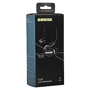 Shure SE215 Sound Isolating Earphones with 3.5mm Cable, Remote and Mic, Black