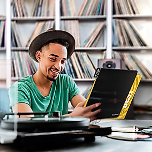 TunePhonik Horizontal Laser Cut Acrylic Record Organizers for Vinyl LPs up to 12” Includes Six Dividers - Black