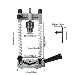 Acrux7 Multi-Angle Drill Guide with Chuck, Drill Press Stand, Adjustable Angle Drill Holder Guide, Stand Drill Guide Attachment for 1/4 In and 3/8 In Drills