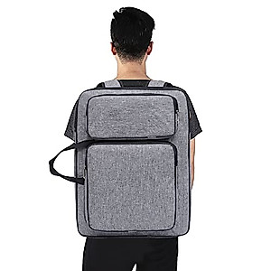 8K Artist Portfolio Carry Backpack Case Versatile Art Bags Waterproof Adjustable Drawing Board Backpack Art Storage Bags for Artworks Painting Drawing Sketching 19.7” x 14.6” x 2.4” (Gray)