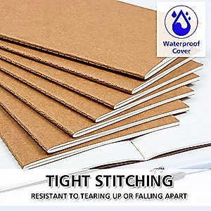 8 Pack A5 Kraft Notebooks, 60 Lined Blank Pages Travel Journal Bulk, Soft Cover Notebooks for Women Girls Students by Feela, Making Plans Writing Memos Office School Supplies, 8.3 X 5.5 in