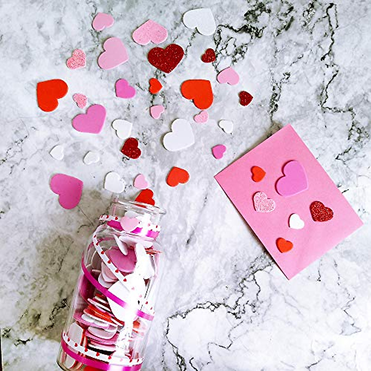 Supla 5 Rolls Red Hearts Printed Curling Ribbon Trim Decorative Party Balloon Ribbons Curling Ribbon Spools Gift Wrapping in Red Fuchsia Pink White 0.2" 5mm Wide for Valentine's Day Crafts