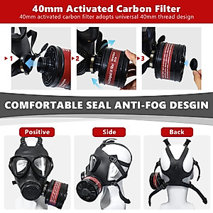 GZYZAMZ Full Face Respirator Reusable Gas Mask, Survival Nuclear and Chemical Gas Masks with 40mm Activated Carbon Filter in Vapor, Chemical, Gas, Paint Spary, Woodworking and Other Work Protection