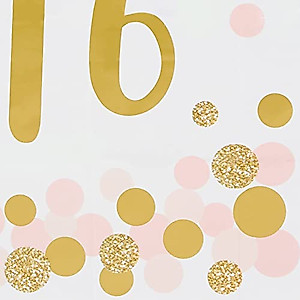 BLUE PANDA 3 Pack Sweet 16 Tablecloth for Girls 16th Birthday Party Decorations (Pink, Gold, 54 x 108 in)