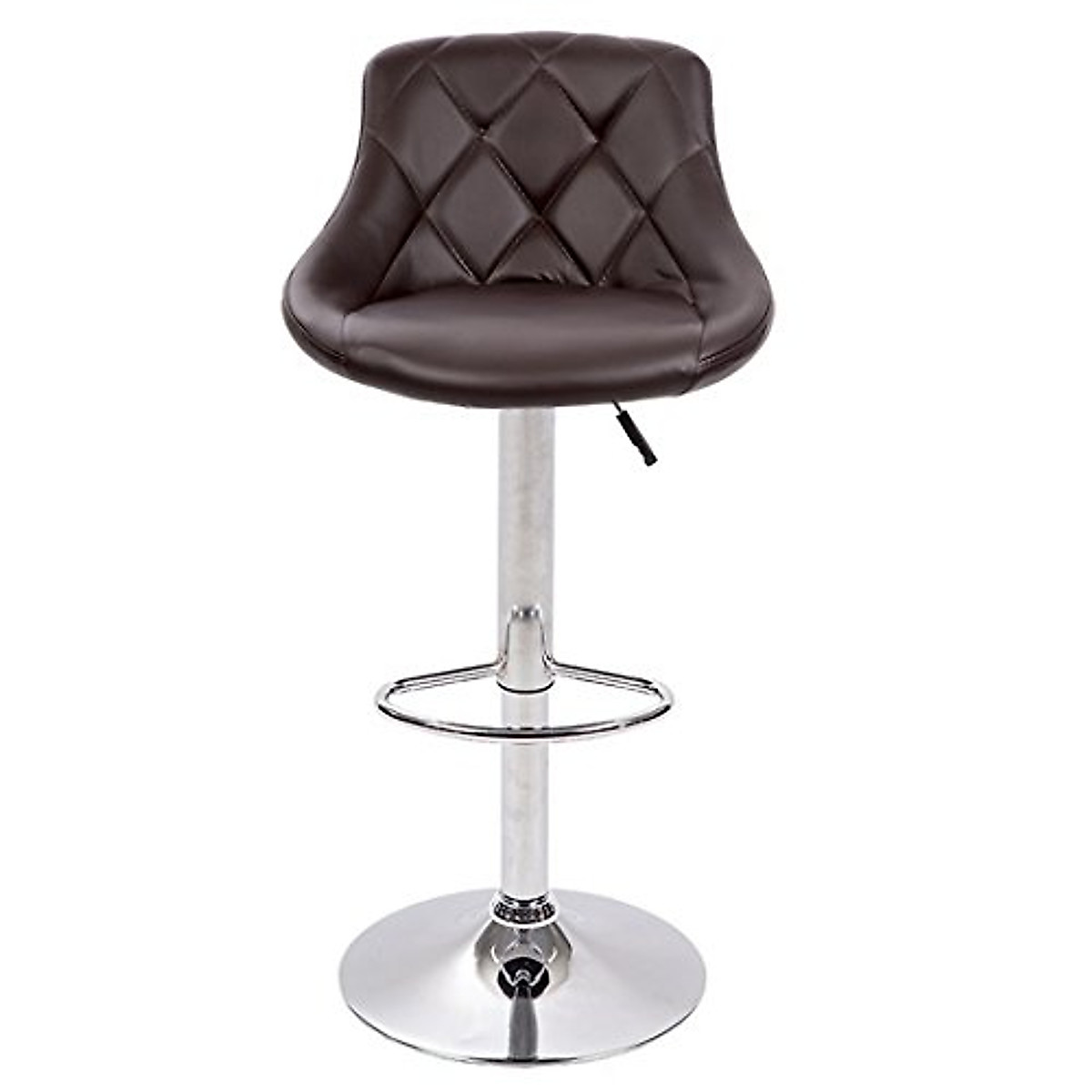 Ergonomic Design Bar stool Adjustable Hydraulic 360 Degree Swivel Stable Steel Frame Hight Density Cushion Seat Kitchen Dining Chair Pub Stool - Set of 2 Brown #1953