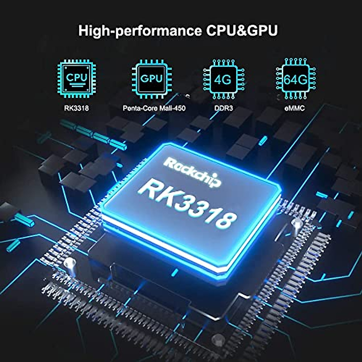 GREVA Android TV Box 11.0 4GB RAM 64GB ROM RK3318, 4K HDR Smart TV Box 2.4G/5G WiFi BT4.1, Streaming Media Player Set Top Box