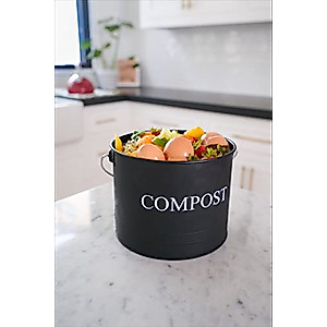 Rise Abve Compost Bin - Odorless Indoor Food Waste Bin with Lid - Scrap Bin - Water Resistant & Rust Bucket - Fixed Black Charcoal Filter - Cross Shaped Design - Easy to Clean Kitchen - Size 8”x7 1/2