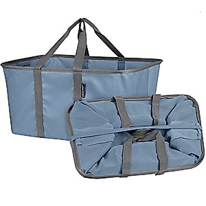 CleverMade Collapsible Fabric Laundry Baskets - Foldable Pop Up Storage Container Organizer Bags - Pack of 2, Denim & Collapsible Laundry Basket, Large Foldable Clothes Hamper Bag, 2 Pack