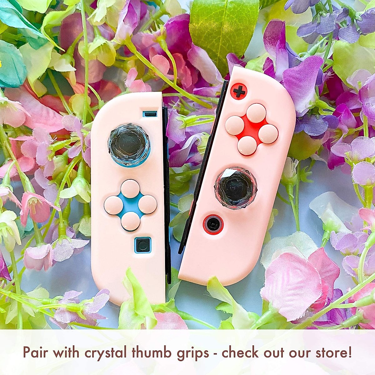 BelugaDesign Pastel Button Caps and D-Pad | Compatible with Nintendo Switch Standard OLED Joy-Con Controller Covers | Directional & A/B/X/Y Buttons - Pink