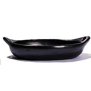 Ancient Cookware, Chamba Clay Oval Serving Dish with Handles, Large, 4 Quarts