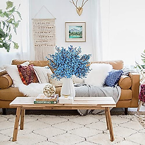 IVITA 6 Pcs Babys Breath Artificial Flowers Blue Bulk Real Touch Faux Silk Gypsophila Bouquet Fake Plastic Plants Decor for Home Wedding Bouquets Floral Arrangement Party Table Centerpieces