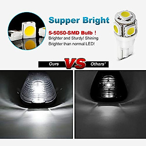 Partsam 5X Black Smoke Lens Cab Roof Marker Running Lamps w/White LED Lights Compatible with Ford F150 F250 F350 F450 F550 F650 F750 E150 E250 E350 E450 1999-2016 Super Duty Pickup Trucks