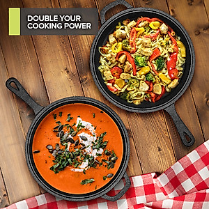 Modern Innovations 3-in-1 Dutch Oven, Cast Iron Pan (3.2QT) and Cast Iron Skillet (1.6QT) Combo, Cast Iron Pan with Lid, Preseasoned Cast Iron Pots and Pans Set, RV or Lodge Camping Cast Iron Set