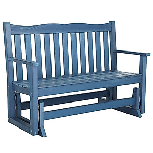 Stoog Patio Glider, 2-Person All-Weather HIPS Outdoor Glider Bench with 800 lbs Weight Capacity, Weatherproof Glider, Low Maintenance, Blue